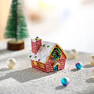 YU FENG Christmas House Figurine Trinket Boxes Hinged Rhinestones Jeweled Enamel Jewelry Ring Ornament Metal Colorful Box