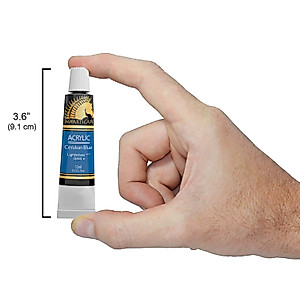 MyArtscape Artist Quality Painting Set - Acrylic Paint Set - 12 x 12ml Tubes - with Premium Set of 15 Short Handle Art Brushes for Watercolor, Acrylic & Oil Painting