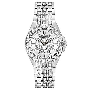 Bulova Ladies' Crystal Phantom Stainless Steel 3-Hand Quartz Watch, 110 Baguette Crystals Style: 96L278