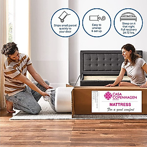 CASA COPENHAGEN Designed in Denmark 6 Inch Cool Fusion Memory Foam Mattress Pressure Relieving, 75 x 39 inches,Bed-in-a-Box - Twin