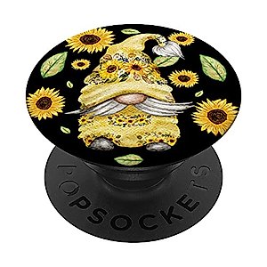 Sunflower Gnome For Summer & Gardener - Cute Floral Pattern PopSockets Swappable PopGrip