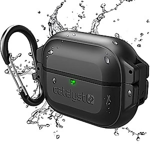 Catalyst 330ft Waterproof Total Protection Case for AirPods (1st & 2nd Generation), Secure Locking System, Full-Body Protective Rugged case for AirPods Pro, Shockproof, Carabiner- Stealth Black