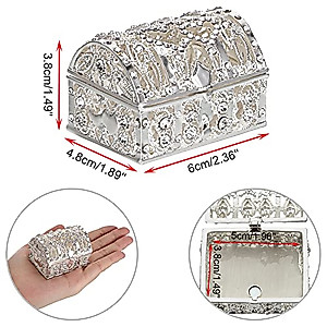ELLDOO Treasure Chest Box Floral Engraved Jewelry Box Wedding Box Keepsake Box Ring Earring Small Trinket Storage Organizer Box for Girls Women Wedding Brithday Gift