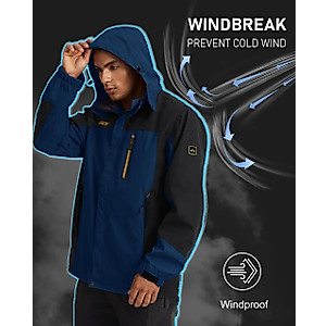 MAGCOMSEN Rain Jacket Mens Windbreaker Jackets Waterproof Jackets Outdoor Rain Coat Sports Breathable Jacket Running Cycling Camping Jacket