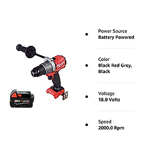 Milwaukee 2804-20 18V 1/2" Hammer Drill,48-11-1850 5.0Ah Battery