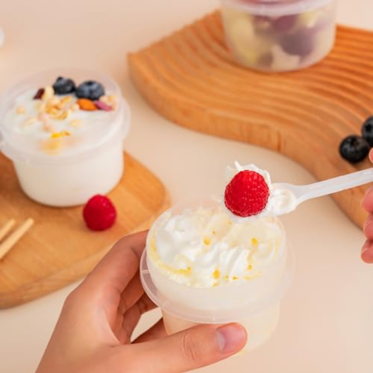 8Pack 13.6oz/400ml Plastic Containers with Twist Top Lids, Airtight Reusable Containers for Leftover Food and Soup, Frozen and Microwave Safe (Mixed Color)