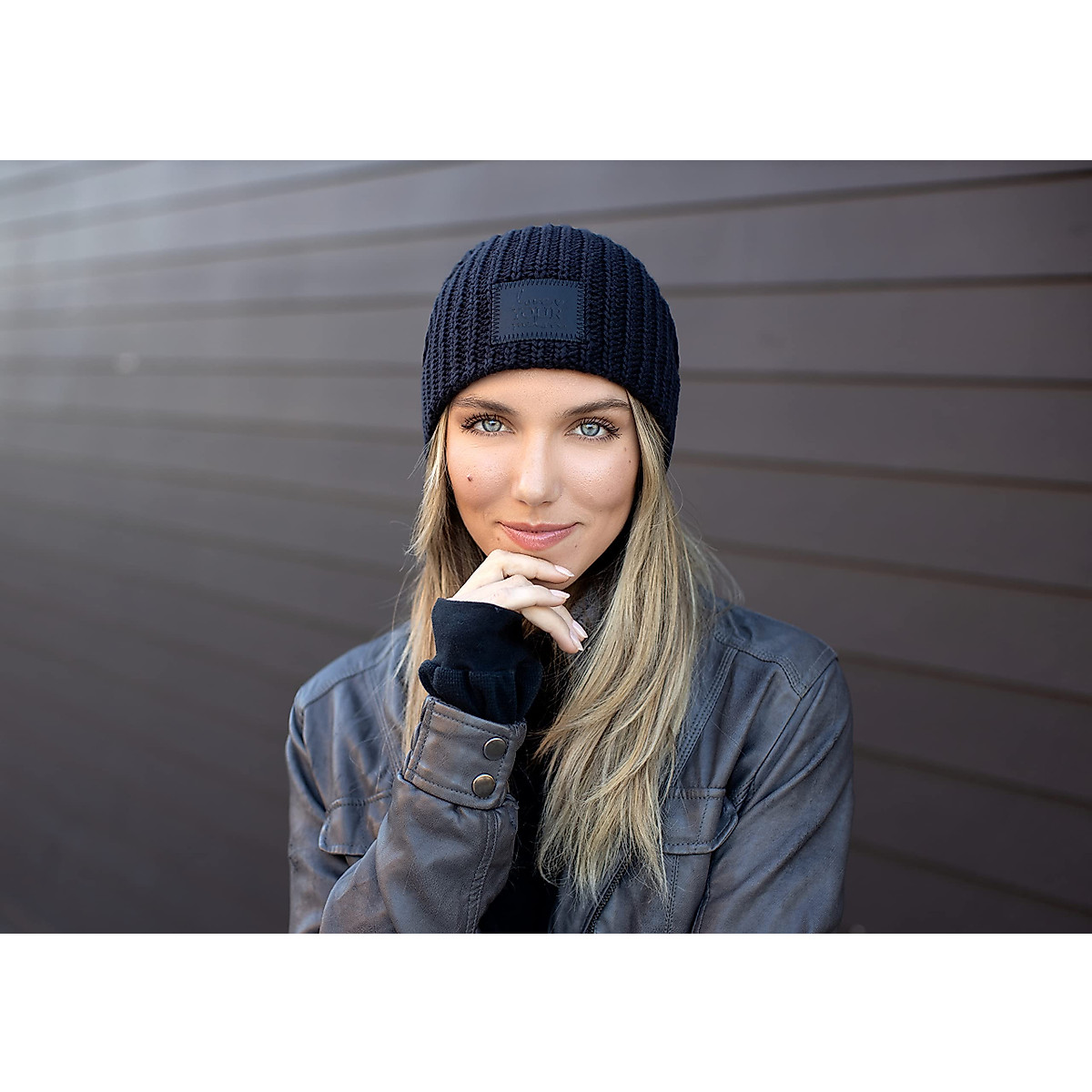 Love Your Melon Beanie for Men & Women Black Leather Beanie, Winter Hats, Cool Beanies, 100% Cotton Made Lined Knit Warm Thick Skully