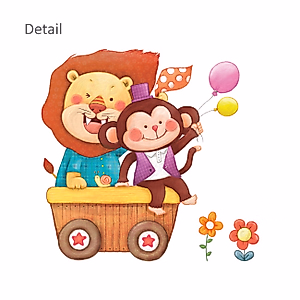 DECOWALL DS-8024 Animal Trains Kids Wall Stickers Wall Decals Peel and Stick Removable Wall Stickers for Kids Nursery Bedroom Living Room (Small) d?cor