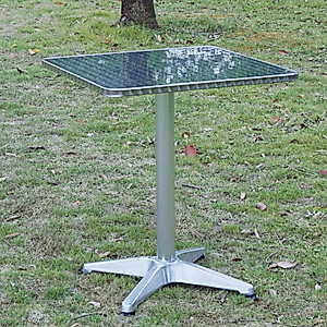 BTEXPERT Indoor Outdoor 23.75" Square Restaurant Table for Patio Stainless Steel Silver Aluminum Furniture with Base