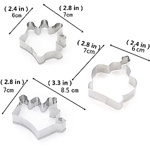 Crown Cookie Cutter Set of 3 pcs, Stainless Steel Princess Crown Shaped Fondant Cutters Baking Molds