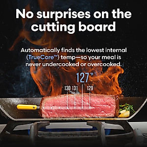 Combustion Predictive Thermometer & Display: Wireless Meat Thermometer, Bluetooth + Cloud Connectivity – Eight Sensors for Precise Cooking Predictions – Onboard Food Safety – TrueCore Sensing