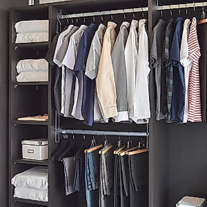 Exsun 2pcs Closet Rod for Hanging Clothes Adjustable Double Hanging Closet Rod Closet Bar Closet Systems Closet Brackets with Rod Holder