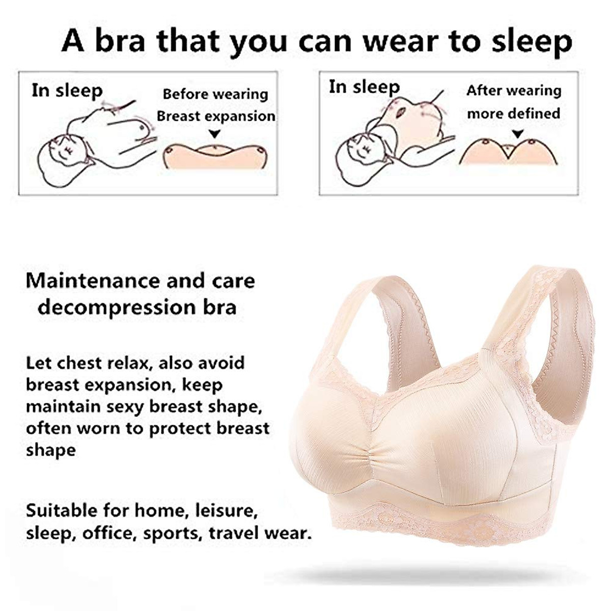 KAHIOE Pocket Bra with Lighe Silicone Breast Fake Froms Mastectomy Bra Cancer Fill Artificial Boobs Light Beige