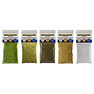 Stonehaven Miniatures Set of 5 Base & Scenery Flocks - Master Quality - Spring, Summer, Autumn, Dry Brown Static Grass (2mm) & Snow Flock for 28mm Scale War Game Miniatures - Made in USA