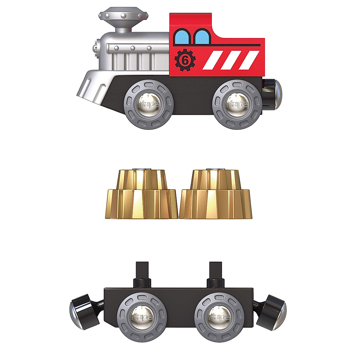 Hape Cogwheel Train| Wooden Railway Cogwheel Engine Toy Train for Kids