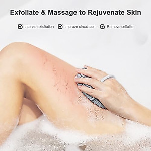 FREATECH Silicone Body Scrubber with Loop Handle, 2-Pack Gentle Exfoliating Body Cleansing Brush for Use in The Shower or Bath, More Hygienic Than Loofah, Easy to Clean, Long-Lasting, Grey & Pink