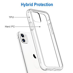 JETech Case for iPhone 11 6.1-Inch, Non-Yellowing Shockproof Phone Bumper Cover, Anti-Scratch Clear Back (Clear)