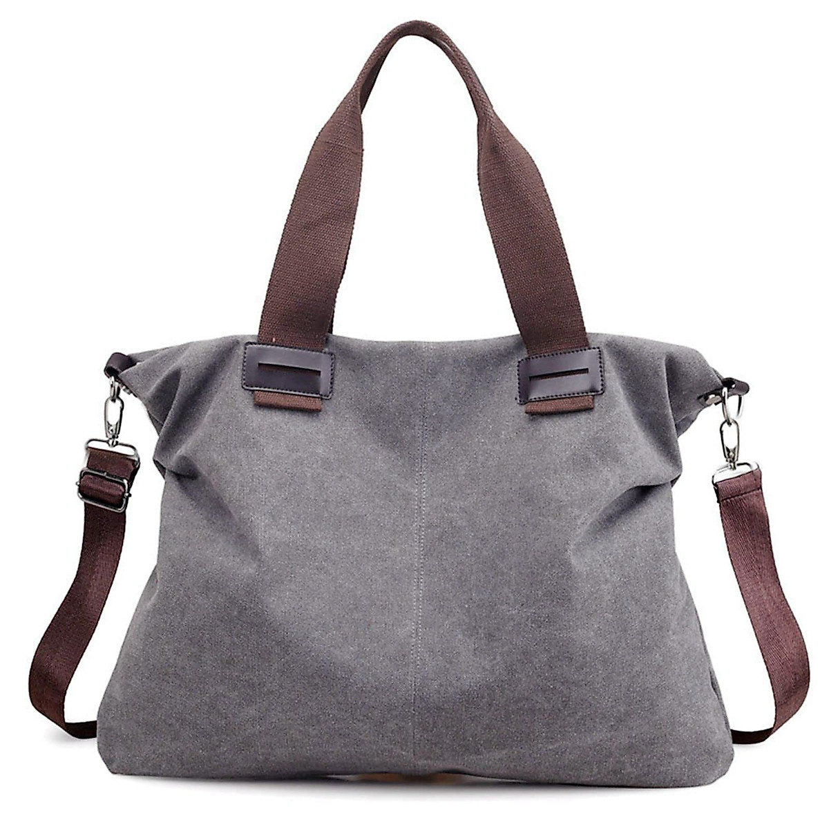 Sunshinejing Women's Canvas Tote Bag Shoulder Crossbody Purses Work Travel Handbag Hobo Bag (Grey)
