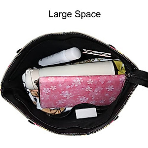 Fashion Tote Handbags Women's Soft Tote Shoulder Bag for Women Work Shopping Top Handle Satchel Bags, 15.8×4×15.4 inches,Retro Wild Flower