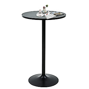 NChanmar Bar Table Round Pub Table Cocktail Bistro High Table with Black Top and Base for Home Kitchen Small Spaces
