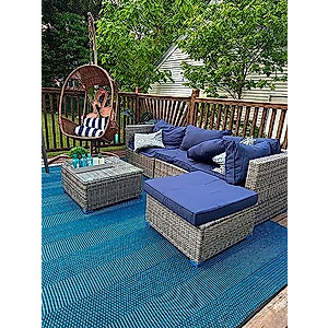 Sqodok Patio Cushion Covers Outdoor Cushions Cover Replacement for 7Pieces 6-Seater Outdoor Furniture Sofa Waterproof 14Pack Cushion Slipcovers Set for Sectional Wicker Seat and Back, Blue