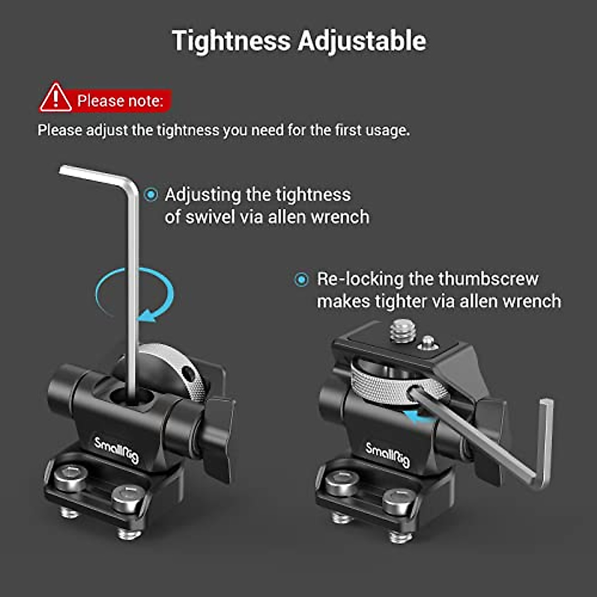SmallRig Monitor Mount Swivel 360° and Tilt 180° Adjustable Bracket with 1/4"- 20 Screws for 5" and 7" Monitor - 2904B