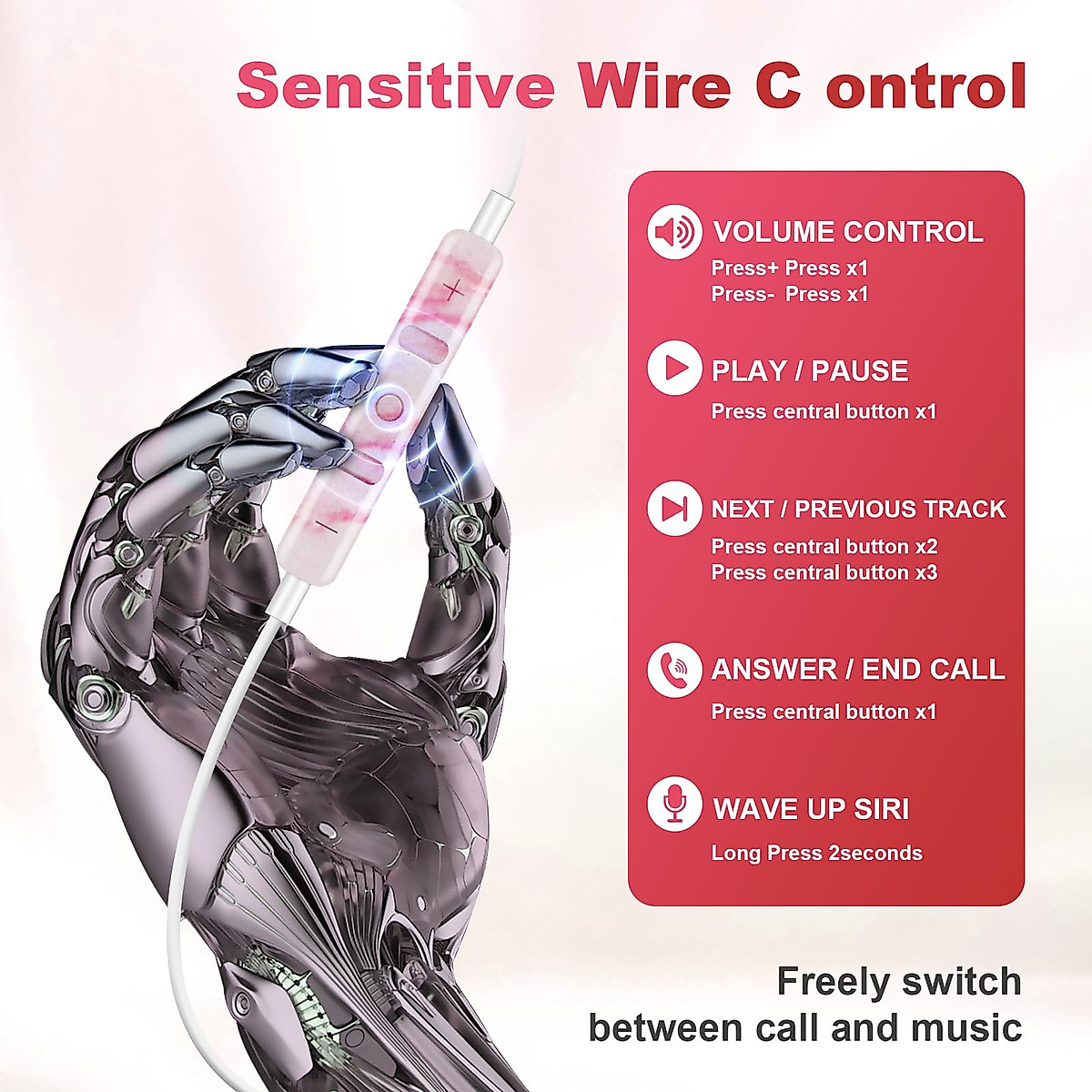 XNMOA Wired Earbuds for iPhone 14/14 Pro/ 14 Plus / 14 Pro max,Earbuds Headphones Compatible with iPhone 14/14 Pro/ 14 Plus / 14 Pro max,Pink