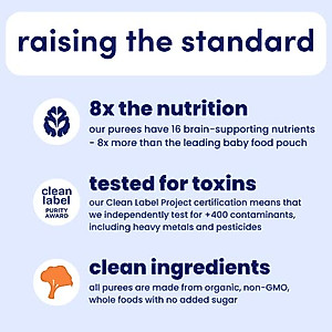 Cerebelly Celery Apple Kiwi Smoothie (Pack of 6) - Healthy Kids Snacks - Baby Food Pouch with 16 Vital Nutrients and Brain Support from Superfoods - Organic Fruit & Veggie Purees, Baby Fruit Squeeze Pouches for Kids, No Added Sugar