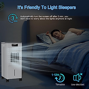 Portable Air Conditioners, Fast Cooling Evaporative Air Cooler, Portable AC for Room w/Lock, 4 Mode/3 Speed/Timer, 1.5 Gal Swamp Cooler with Remote, Windowless Air Conditioner for Bedroom Garage