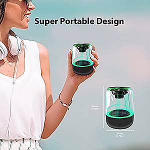 MEGATEK Dual T4-Pro IPX5 Waterproof Portable Bluetooth Speakers with Cool LED Lights & Wireless Stereo Pairing, 12 Watts Loud 360° HD Sound & Rich Bass, Small Speaker Set for Outdoor, Shower, & Pool