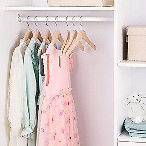 Nature Smile 20 Pack Unfinished/Natural Kids Baby Children Toddler Wooden Shirt Dress Coat Hangers with No Painting - 360°Stronger Anti-Rust Chrome Swivel Hook - Extra Smoothly Cut Notches