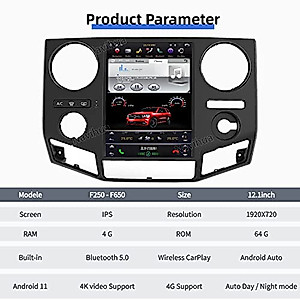 12.1" Vertical Screen Android Radio Audio Car DVD Player GPS Navigation for F250 F350 2009-2012 with CarPlay Original car Function