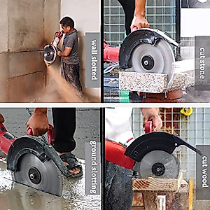 VICSEC 110V 6800W Electric Concrete Saw 14" Wet/Dry Circular Saw with 135 Saw Blade and Rolling Pulley Masonry Cutting Tool for Granite, Porcelain, Wood,Concrete, Stone, etc.