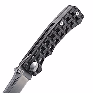 CRKT Ruger Go-N-Heavy Compact EDC Folding Knife with Sheath: Heavy Duty Outdoor, Everyday Carry, Plain Edge Blade, Thumb Stud, Liner Lock, Aluminum Handle, Nylon Sheath R1803