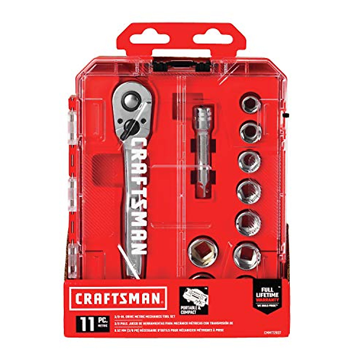 CRAFTSMAN Socket Set with Ratchet, Metric, 3/8-Inch Drive, 11-Piece Set (CMMT12027)