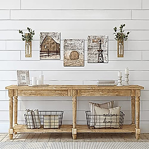 SiMiWOW Windmill Wall Decor Country Farmhouse Wall Art Barn Corn Field Windmill Painting Framed Canvas Prints Ready to Hang