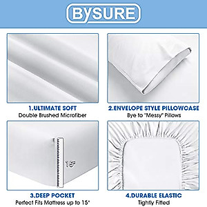 BYSURE Hotel Luxury Bed Sheets Set 6 Piece(King, White) - Super Soft 1800 Thread Count 100% Microfiber Sheets with Deep Pockets, Wrinkle & Fade Resistant