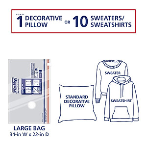 Hefty Shrink-Pak - 4 Large Vacuum Storage Bags for Storage for Clothes, Pillows, Towels, or Blankets - Space Saver Vacuum Sealer Bags Ideal Under Bed Storage Solutions