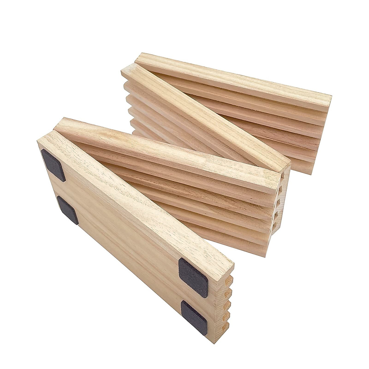 SUTIMSHE Natural Wood Domino Racks, Domino Tiles Holders,Domino Trays Set of 4 for Mexican Train Chickenfoot and Other Dominoes Games