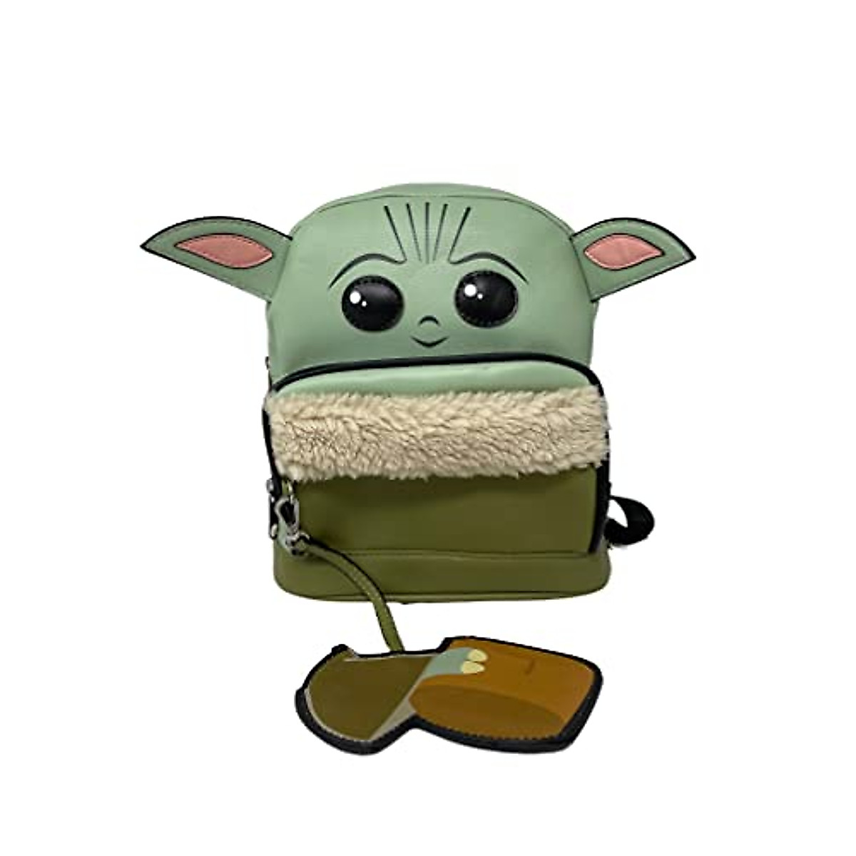 U.P.D., Inc. Star Wars The Child with Yoda Ears Mini Deluxe Backpack - Leather Bag with Front Pocket and Keychain, Perfect Backpack for Teens and Kids - 10 Inch