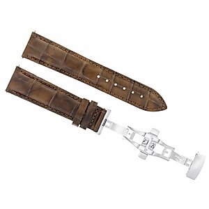 Ewatchparts 22MM LEATHER WATCH BAND STRAP COMPATIBLE WITH IWC PILOT PORTUGUESE TOP GUN + CLASP L/BROWN