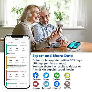 ZOETOUCH Bluetooth Blood Pressure Monitors for Home Use High Blood Pressure Machine, Smart Automatic Upper Arm BP Monitor Large Cuff, 500 Set Memory, Battery Included,LCD Backlit,Offline Storage