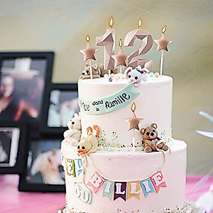 Rose Gold Number 9 Birthday Candles and Star Birthday Candles 2.76 inch Birthday Cake Candles 3D Diamond Shaped Candles are Suitable for Birthday Parties and Anniversary Cake Decorations Candles