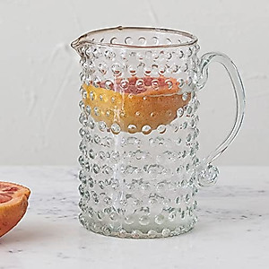 Creative Co-Op Hand Blown Glass Hobnail Pitcher, Clear Serveware, 7" L x 4" W x 7" H
