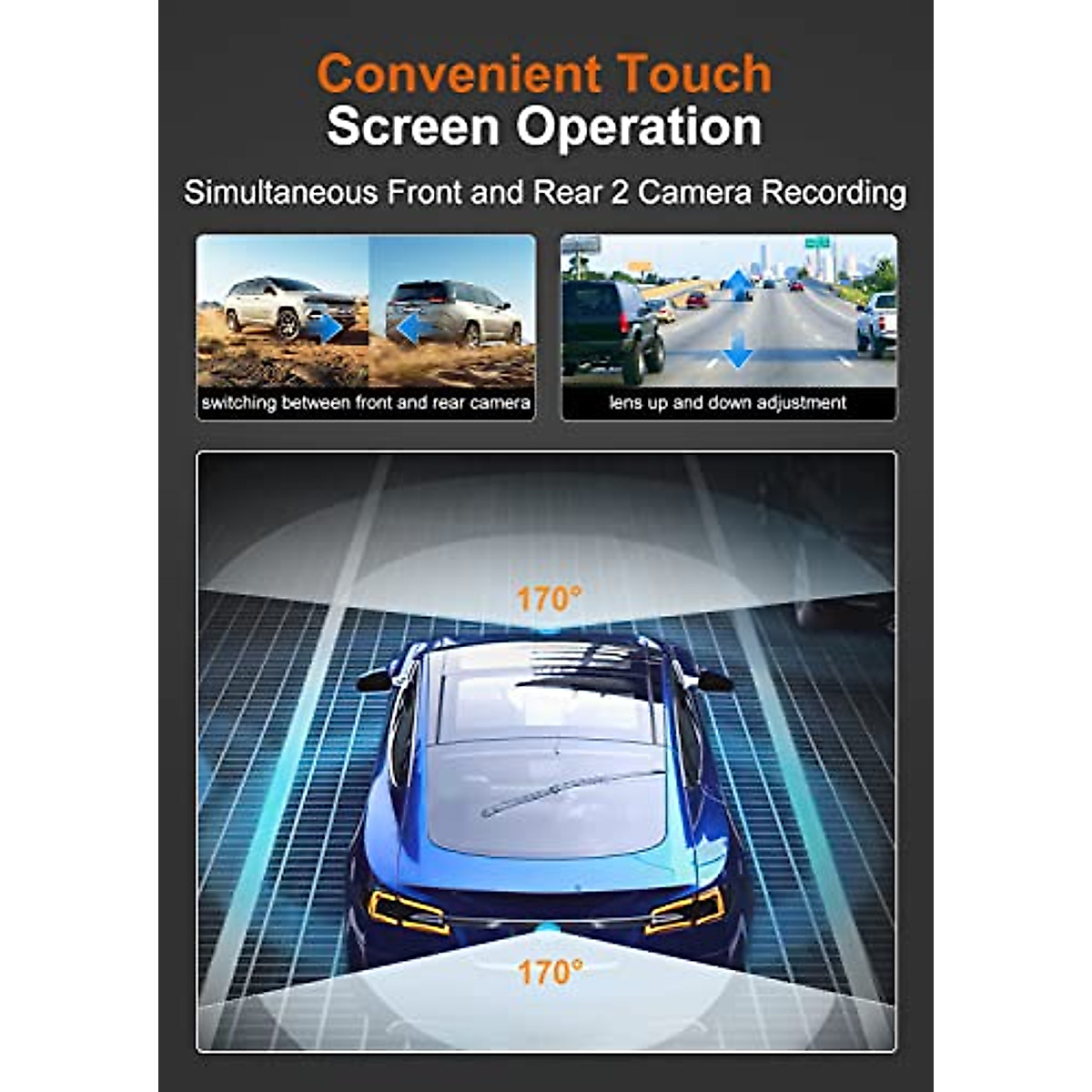 ThiEYE 4K Mirror Dash Camera 10'' Touch Screen, Carview 4 Dual Dash Cameras Front and Rear Lens,Super Night Vision,Parking Monitoring,Reversing Assistance, Voice Control & GPS