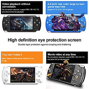DesirePath Handheld Game Console, Portable Video Game Console, 8GB 4 inch Screen 10000 Classic Games Handheld Video Game Player Support Multiple Game formats, Black