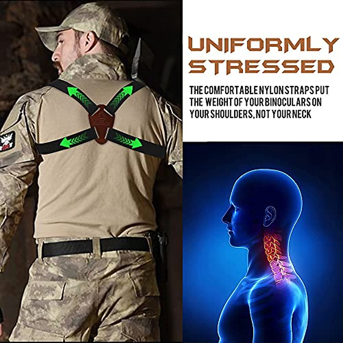 Binocular Harness Strap, X-shaped Decompression Binocular Strap, Binocular Chest Harness Suitable for Birding, Hunting, Hiking, and Rescue Activities