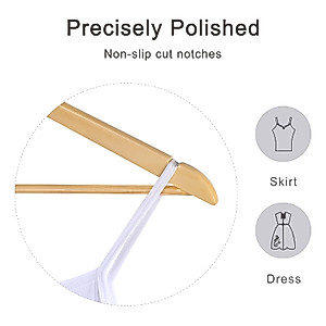 TOPIA HANGER Wooden Hangers 30 Pack, Natural Wood Clothes Hangers, Durable Coat Hanger with 360-Degree Rotatable Hook, Non-Slip Pants Bar and Shoulder Notches for Camisole Tops-CT34N30
