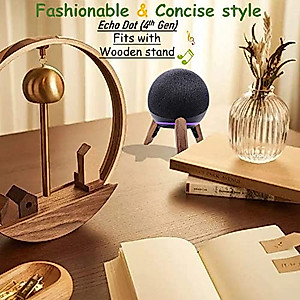 Counlisha Real Wood Stand for Echo Dots(4th Gen)(5th Gen),Tripod Accessories Protect Smart Speaker get Better Sound,Secure Stable Wooden Mount Holder for Echo Dot (Color:Walnut)