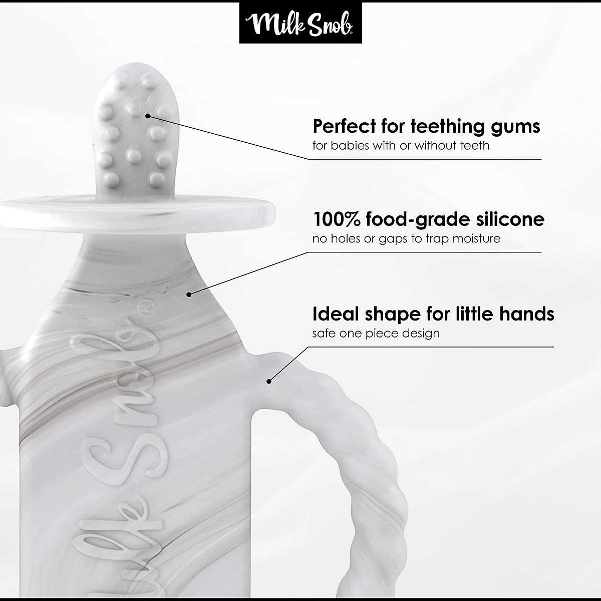 Milk Snob Calm 'n Cuddle Baby Teether - Car Seat Teether - Food-Grade Silicone - Baby Shower Teething Toy, Baby Essentials for 3+ Months - Easy to Clean - Designed in The USA (Cookies & Cream)